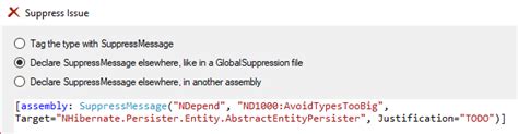 suppress ndepend issues