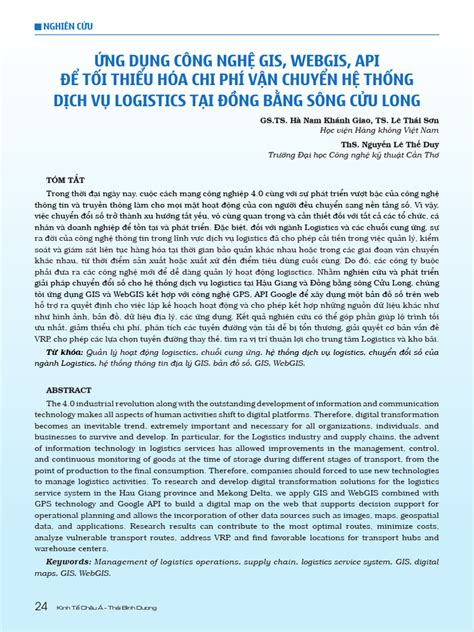 Ứng dụng công nghệ gis webgis api Để tối thiểu hóa chi phí vận chuyển