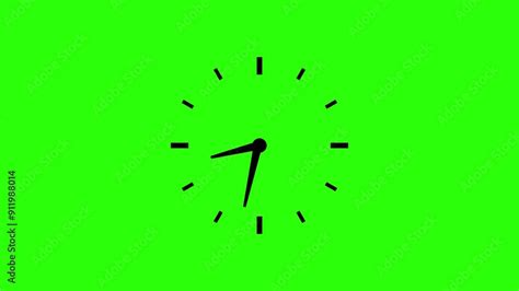 digital clock and analog circle clock 24 hours animation alarm clock animation with green