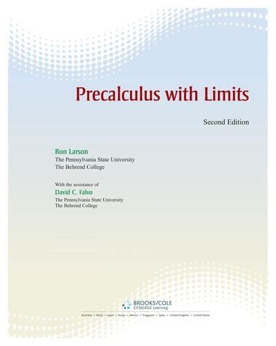 Precalculus With Limits Pre Ap Hs Edition Level 1 Used Book By Robert P Hostetler Ron