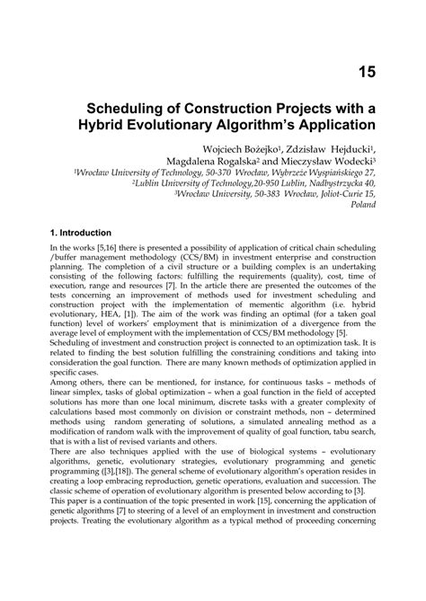 Pdf Scheduling Of Construction Projects With A Hybrid Evolutionary Algorithm S Application