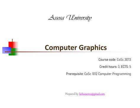 Cg Ch1 Computer Graphics Note Computer Graphics Course Code Cosc 3072 Credit Hours 3