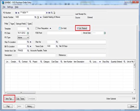 Creating Jobs Related Purchase Orders In Sage 300 Erp