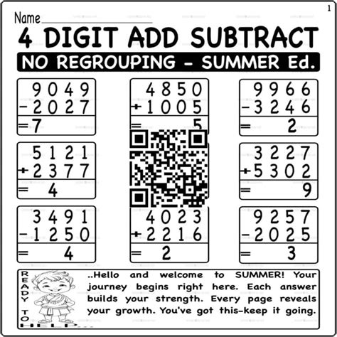 4 Digit Addition And Subtraction Without Regrouping Easy Think Smart