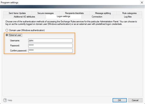 Settings And Advanced Features Logon Settings CodeTwo Exchange Rules Pro User S Manual