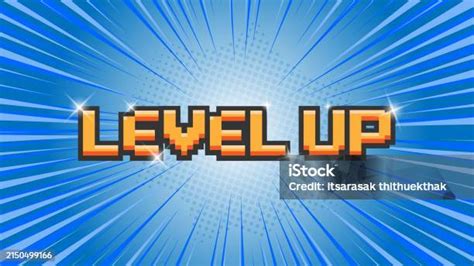 파란색 배경 Pixel Art 8 비트 Gameretro 게임에서 레벨 업 벡터 일러스트레이션의 게임 자산용 Next Level