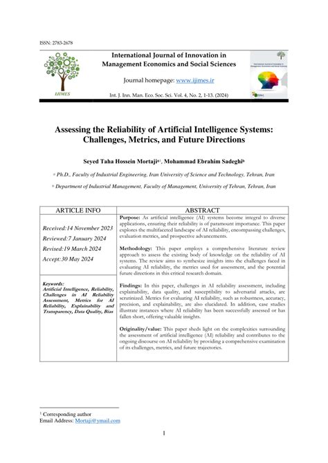 Pdf Assessing The Reliability Of Artificial Intelligence Systems Challenges Metrics And
