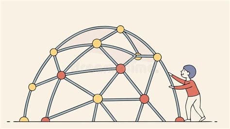 People Building Geodesic Dome Teamwork And Construction Concept Vector