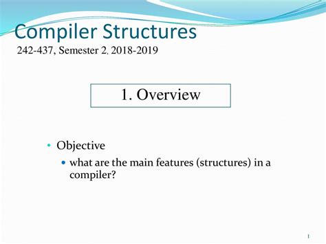 Compiler Structures 1 Overview Objective Ppt Download