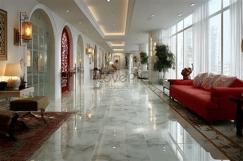 고급 호텔 로비 인테리어 디스플레이