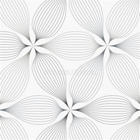 Linear Vector Pattern Repeating Abstract Flower Leaves Gray Line Of Leaf Or Flower Floral