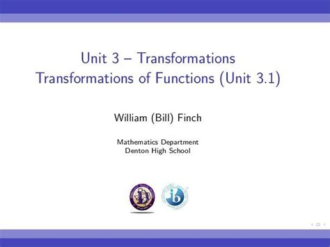 Pdf Unit 3 Transformations Transformations Of Functions €¦ · I Identify And Graph Basic
