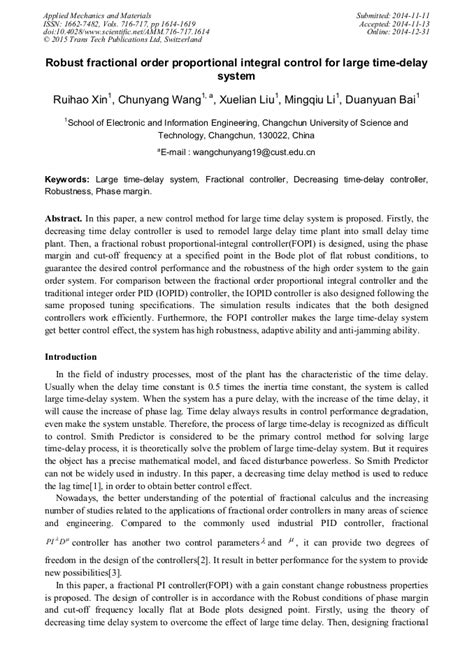 Robust Fractional Order Proportional Integral Control For Large Time