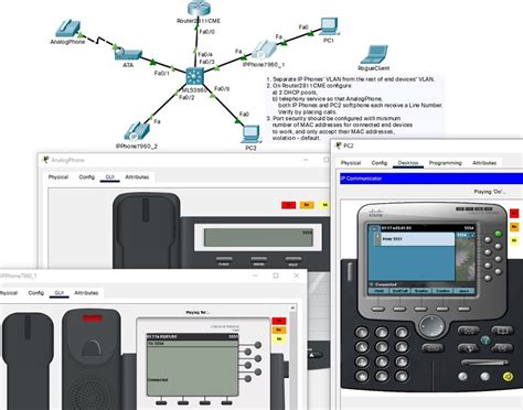 LAB TELEPHONY SERVICE PORT SECURITY DHCP POOL CC Connected The Prequel