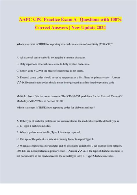 Aapc Cpc Practice Exam A Questions With 100 Correct Answers New Update 2024 Aapc Cpc