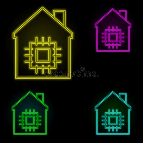 Smart House Neon Color Set Icon Simple Thin Line Outline Vector Of Automation Icons For Ui And