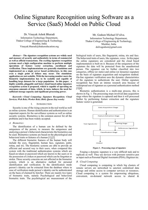Pdf Online Signature Recognition Using Software As A Service Saas Model On Public Cloud