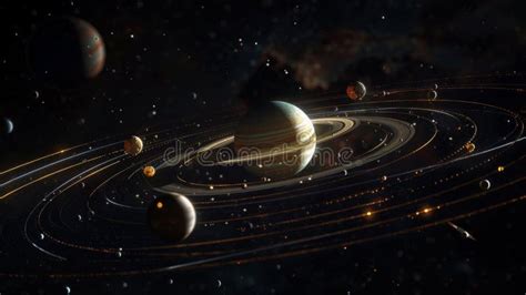 Detailed Illustration Showing The Planets Moons And Asteroids In The Solar System With