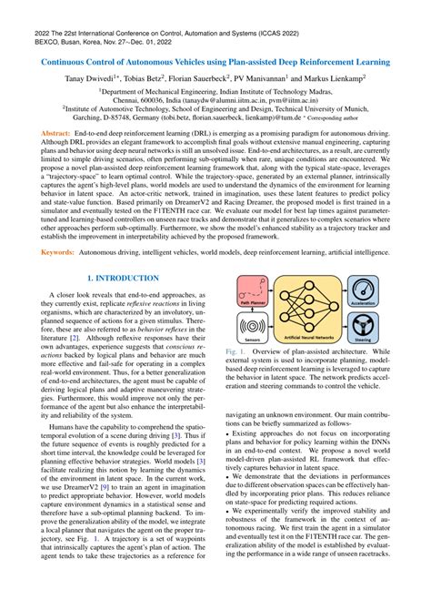 Pdf Continuous Control Of Autonomous Vehicles Using Plan Assisted Deep Reinforcement Learning
