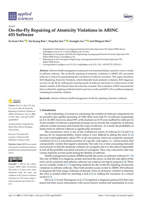 Pdf On The Fly Repairing Of Atomicity Violations In Arinc 653 Software