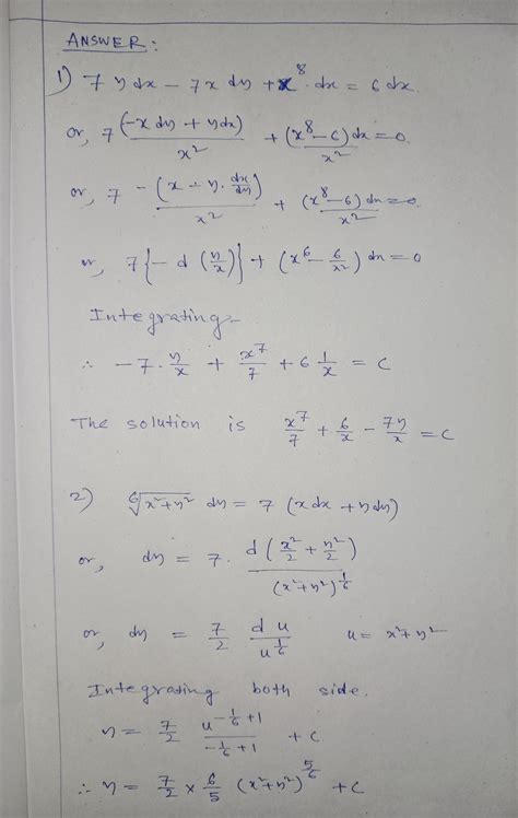 Solved For These 2 Problems Solve The Given Differential Equation