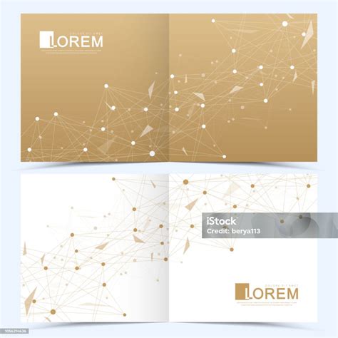 현대 벡터 템플릿 광장에 대 한 안내 책자 전단지 카탈로그 잡지 또는 연례 보고서 커버 비즈니스 과학 및 기술 설계입니다 선과 점 들을 연결합니다 라인 총입니다 카드 표면