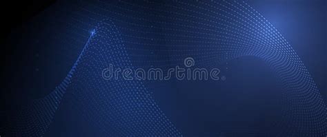 Illustration Vector Abstract Wave Flow Line Motion Pattern And Particle Dot On Dark Blue