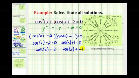 Example 5 Solve A Trig Equation By Factoring Youtube