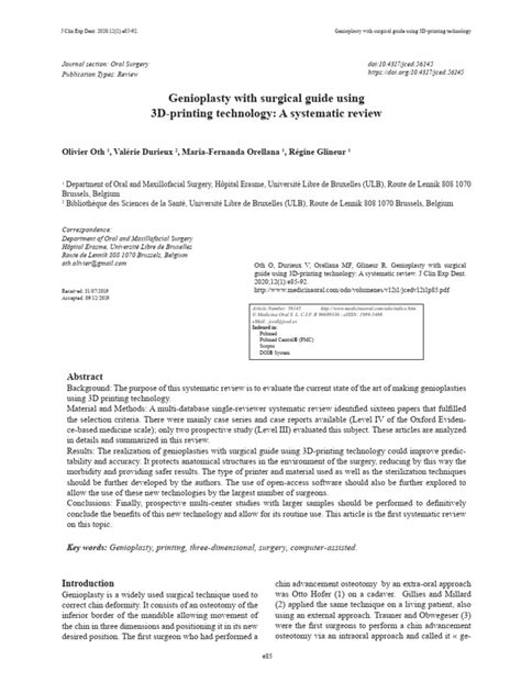 Genioplasty With Surgical Guide Using 3d Printing Systemic Review Pdf