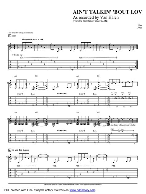 Van Halen Aint Talkin Bout Love Tab Pdf