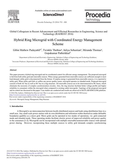 Pdf Hybrid Ring Microgrid With Coordinated Energy Management Scheme
