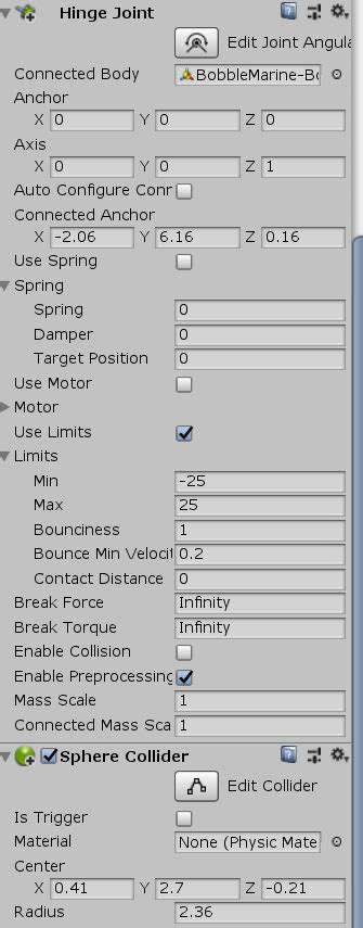 Collider Effecting Hinge Joint In Unity Runity3d
