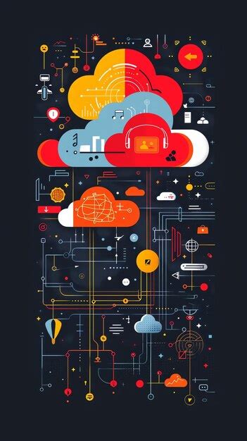 Abstract Network Connectivity Design With Clouds Premium Ai Generated Image