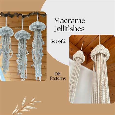 DIY Patterns Macrame Jellyfish Macrame PDF Pattern Ocean Vibes Decor Set Of Macrame