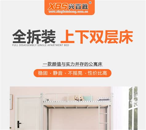 全拆装上下公寓床XBS13款 双层上下床铁床 深圳兴百胜公寓床生产厂家