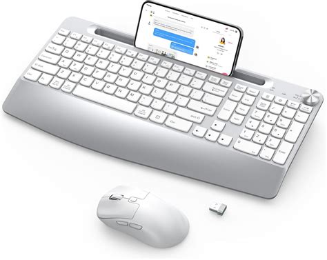 Gamcatz Wireless Keyboard And Mouse Full Sized Ergonomic Keyboard With Wrist Rest