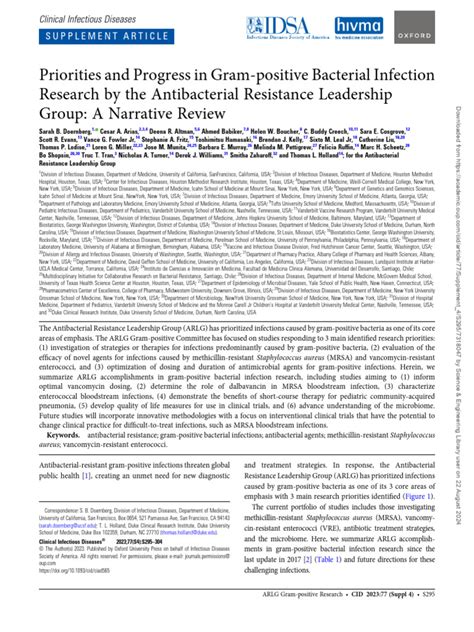 2023 Idsa Priorities And Progress In Gram Positive Bacterial Infection Research By The