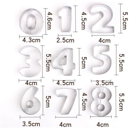 Badu Bg Форми за бисквитки 9pcs Комплект Пъзел Числа 0 9 Арабски цифри Симпатична форма за