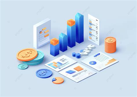 3d Illustration Of Financial Charts Reports And Coins Representing Data Analysis Background