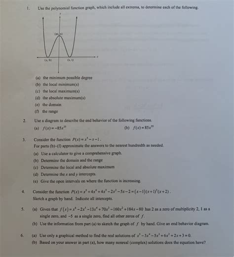 Solved 1 Use The Polynomial Function Graph Which Include