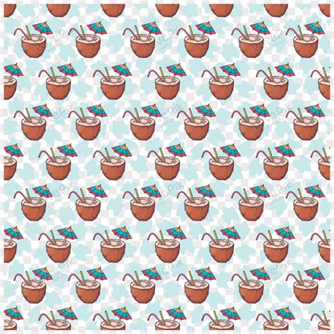 귀여운 코코넛 음료 패턴 디자인 Png 일러스트 무료 다운로드 Lovepik