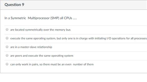 Solved Question 9 In A Symmetric Multiprocessor Smp All