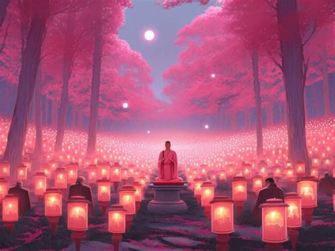 Premium Ai Image Illustration Makha Bucha Day In Pink
