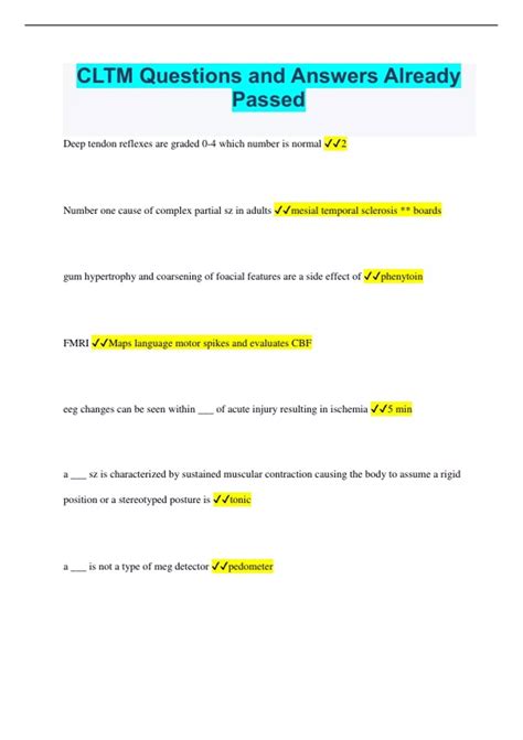 Cltm Questions And Answers Already Passed Cltm Stuvia Us