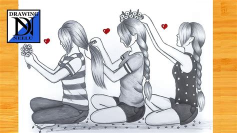 7 Girl Best Friends Drawing Barbie Girl Novelty Fabric By Riley Blake