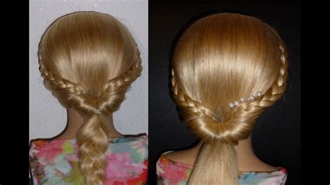 Быстрая причёска самой себе с плетением косичек на средние длинные волосы Причёски в школу Youtube