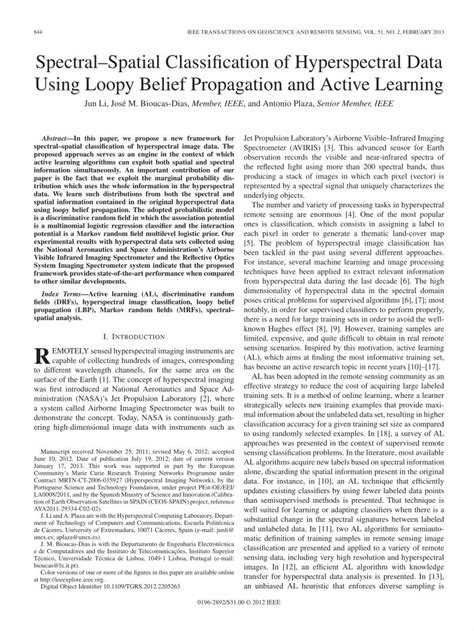 pdf spectral spatial classification of hyperspectral data using loopy