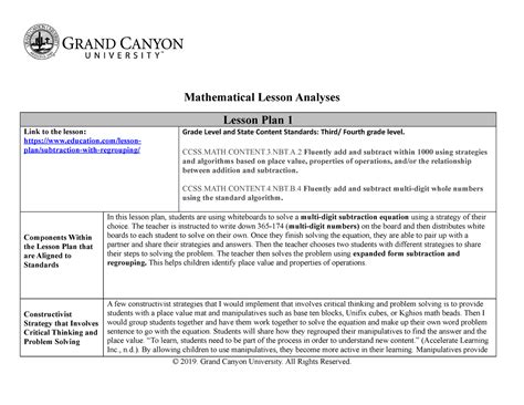 ELM 470 T2 Mathematical Lesson Analysis Mathematical Lesson Analyses