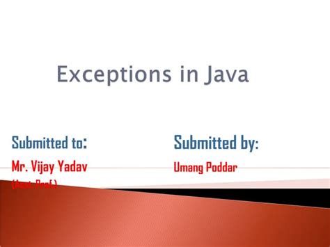 Exceptions In Java Ppt