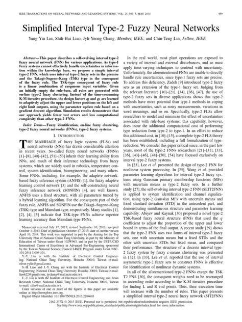 Simplifiedintervaltype 2fuzzyneuralnetworks Pdf Fuzzy Logic